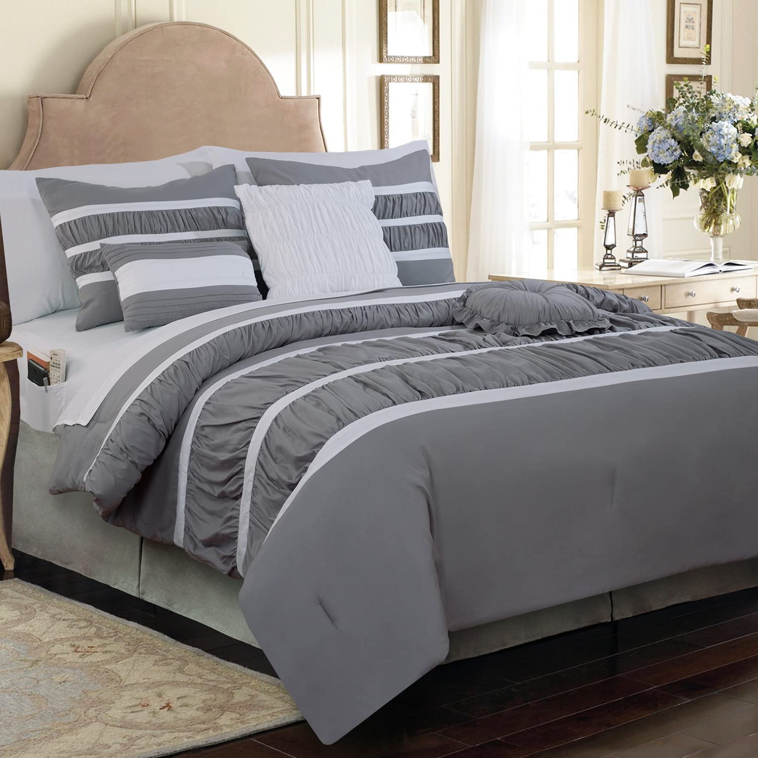 Elegant Comfort 12-Piece Bed-in-a-Bag, Isabella Pleated Ruched Ruffled ...