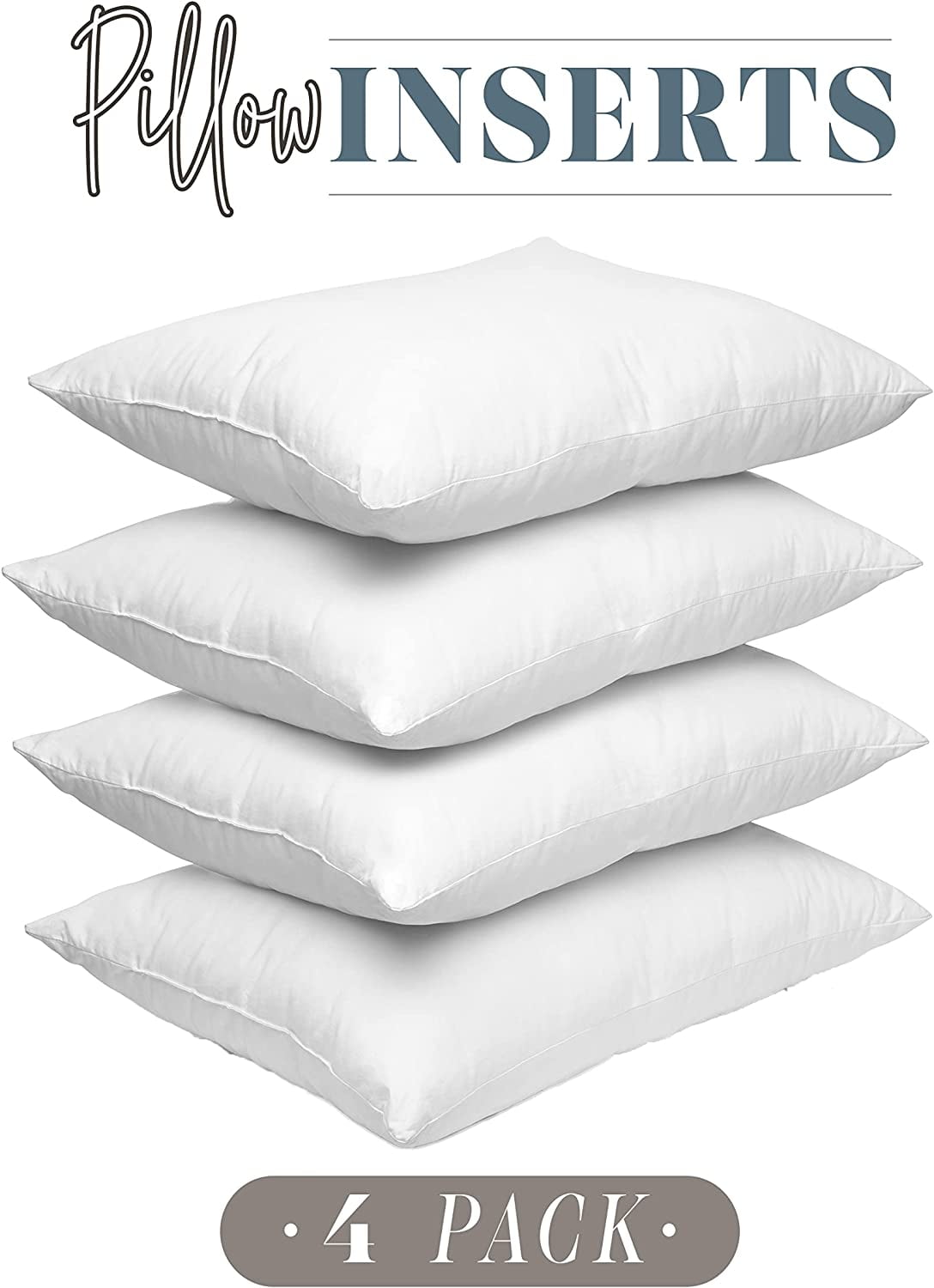 Elegant Comfort 12 x 20 Throw Pillow Inserts - 4-PACK Pillow Insert ...