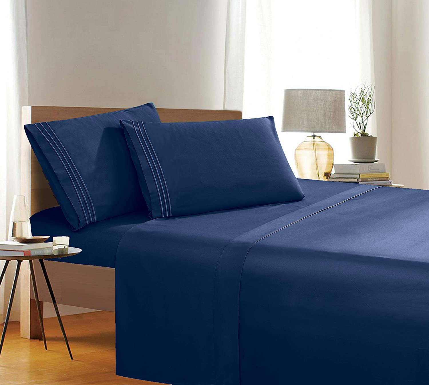 Elegant Comfort 1500 Series Bed Sheets Full, Navy Blue - Walmart.com