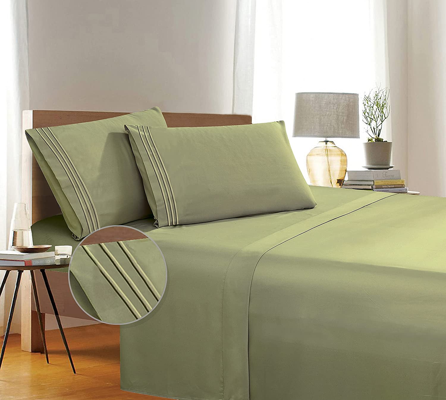 Elegant Comfort 1500 Thread Count Bed Sheets Queen, Green - Walmart.com