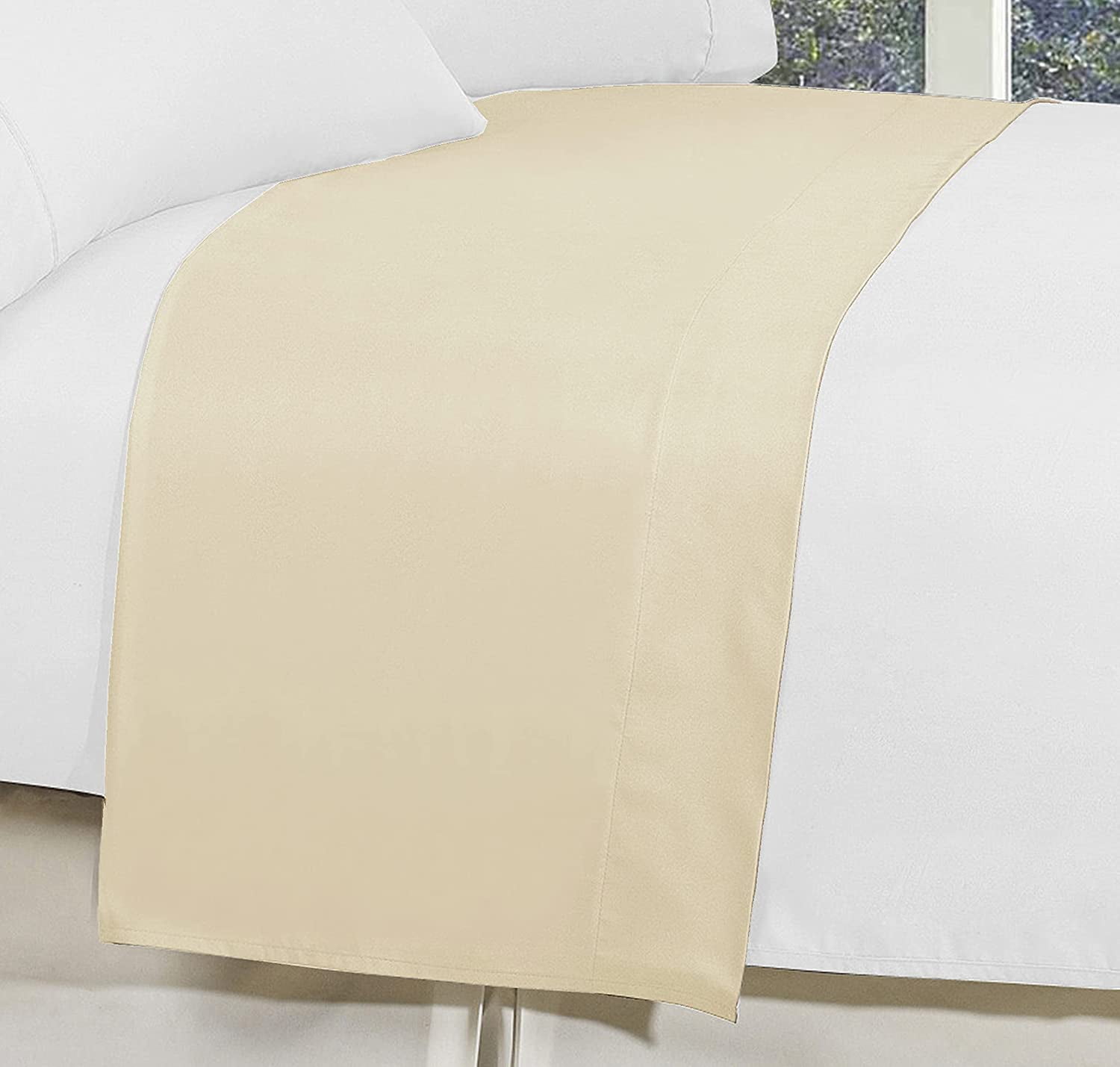 Elegant Comfort Twin/Twin XL Cream Bed Sheet Set with 1500 Thread Count ...