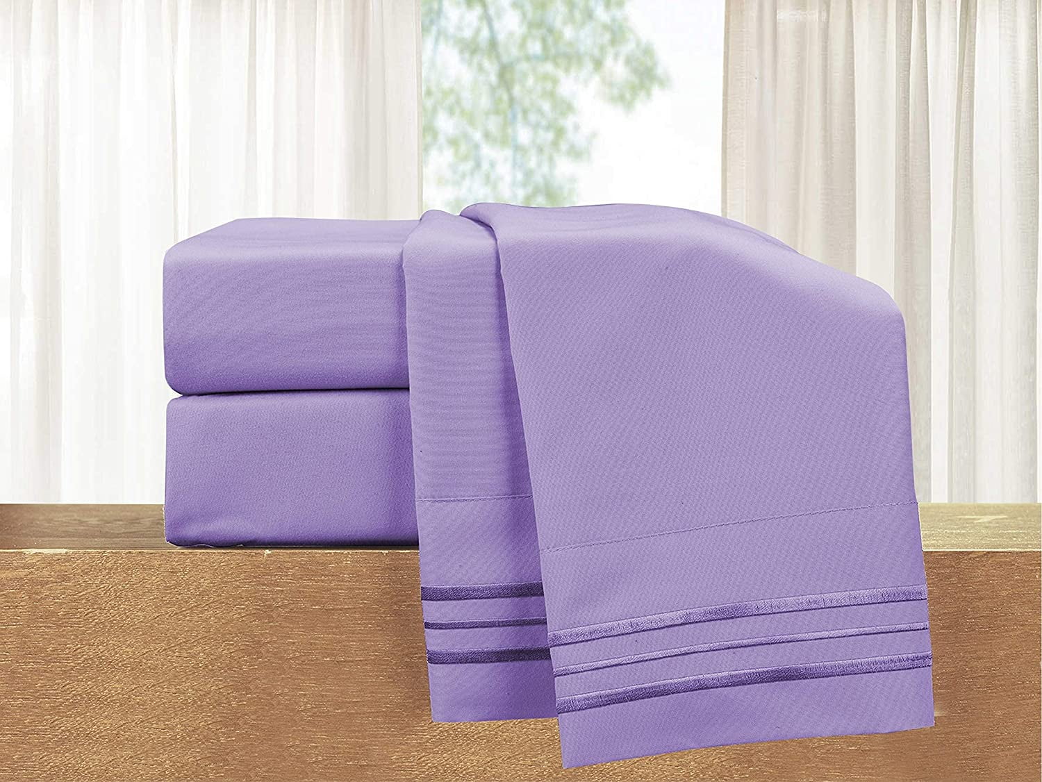 Elegant Comfort 1800 Series Bed Sheet Set, Queen Size, Lilac, Soft ...
