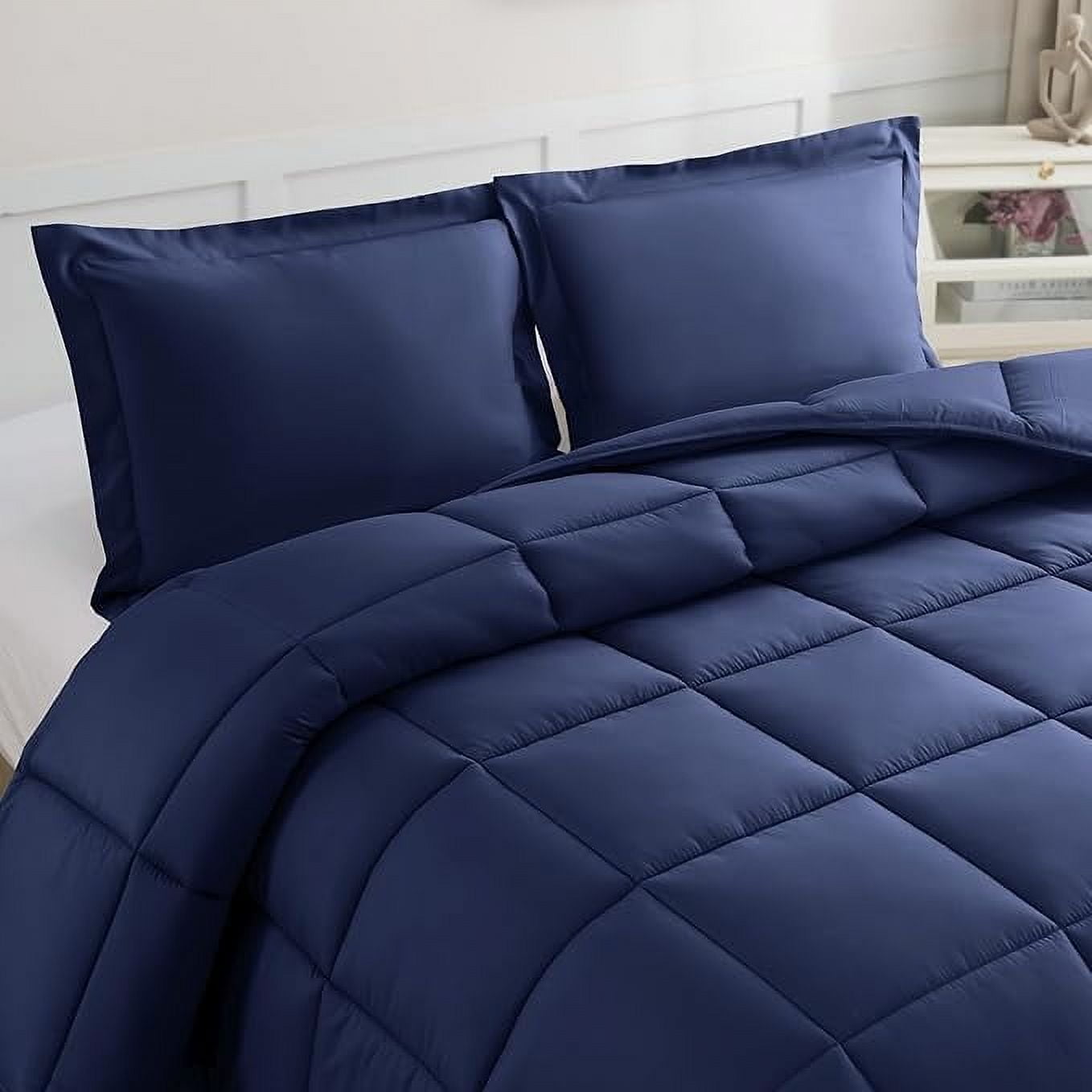 Elegant Comfort 3-Piece Comforter Set, Down Alternative Box Stitched ...