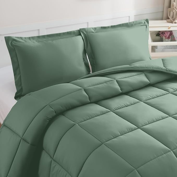 Elegant Comfort 3-Piece Comforter Set, Down Alternative Box Stitched ...