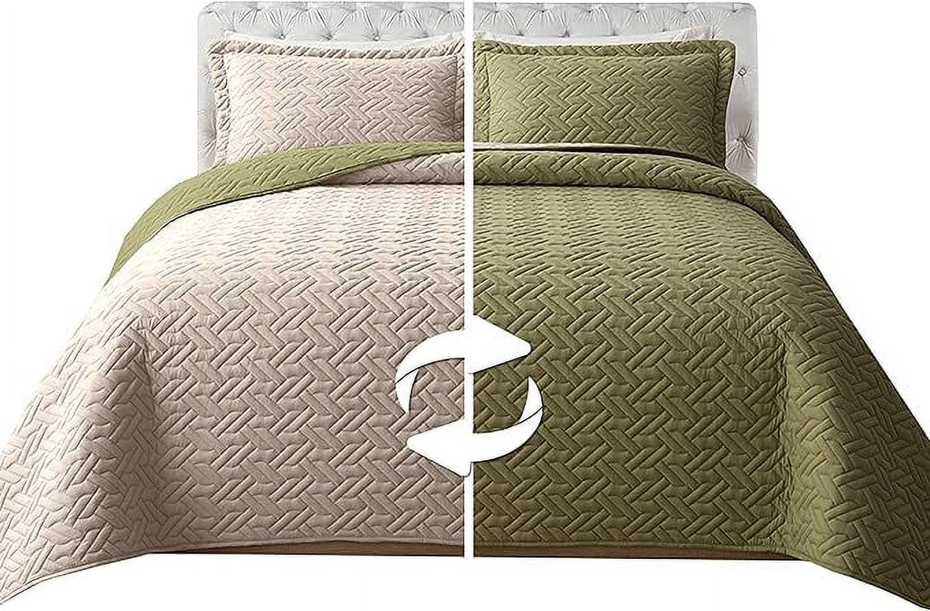Elegant Comfort 3-Piece Quilted Reversible Bedspread Coverlet Set with ...