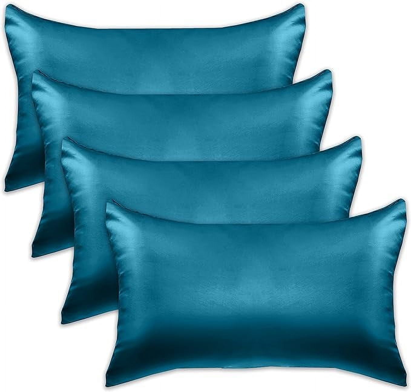 Elegant Comfort 4-PACK Cooling Viscose Satin Pillowcase Set with Hidden ...