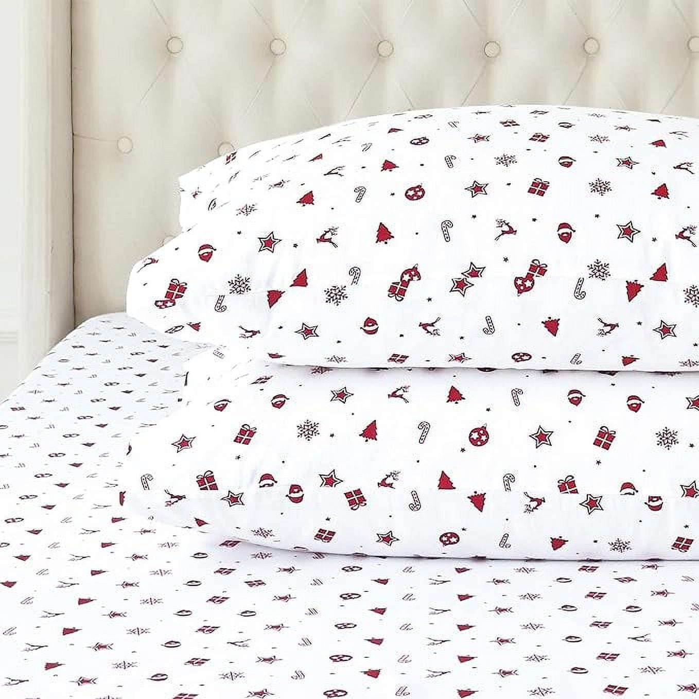 Elegant Comfort - 4 PIECE Holiday Christmas Flannel Cotton Sheet Set ...