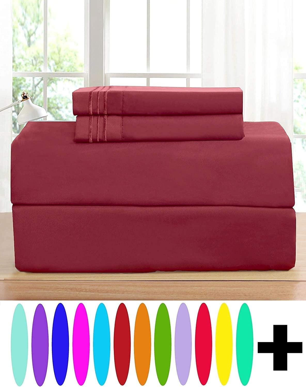 Elegant Comfort 4 Piece Bed Sheets 1500 Series Microfiber, Full ...