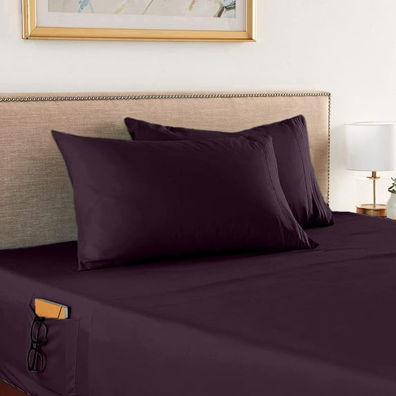 Elegant Comfort King Smart Sheet Set with Side Storage Pockets 1500 ...