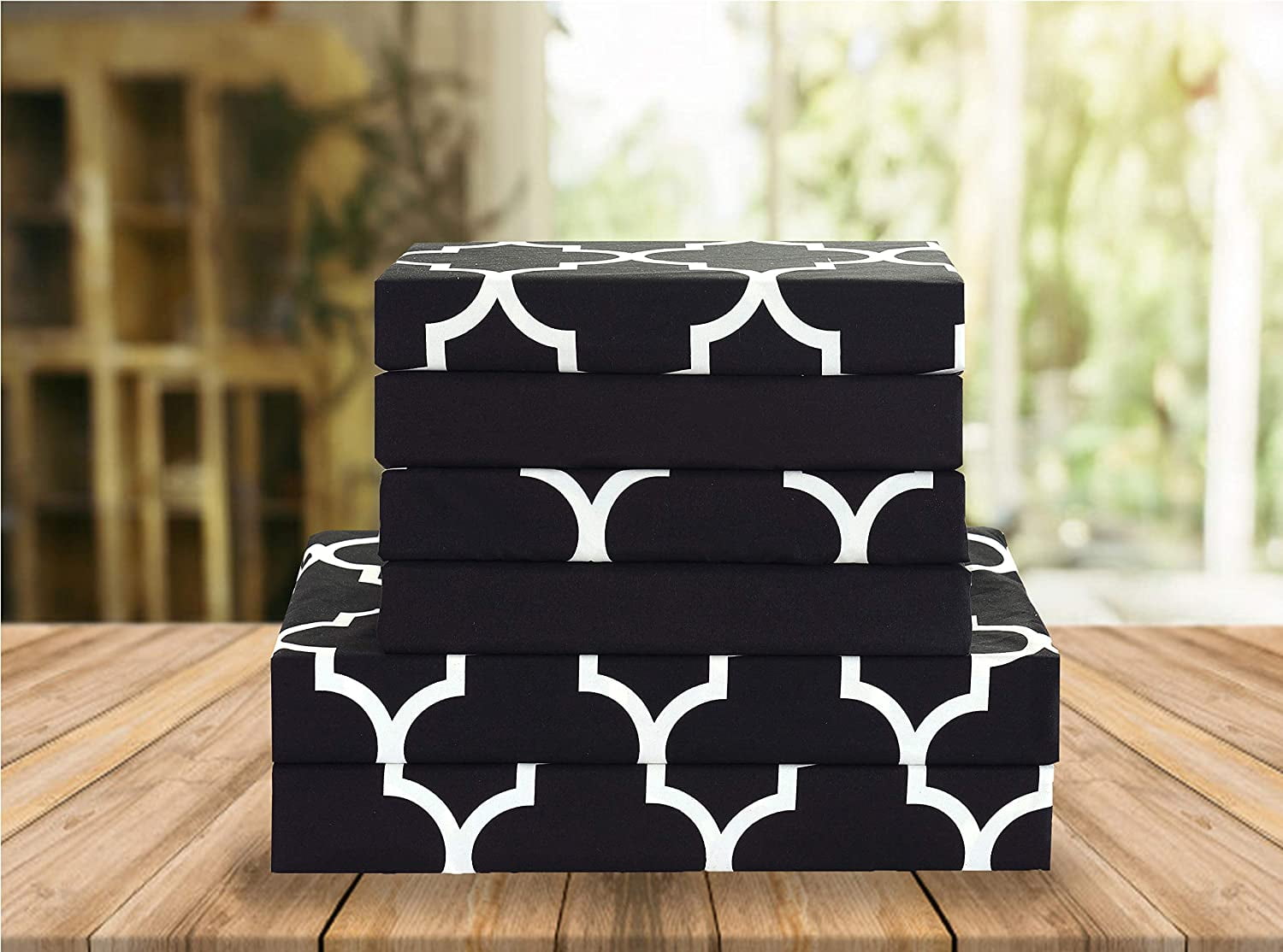 Elegant Comfort 6 Piece Bed Sheets Polyester Queen Quatrefoil Black ...
