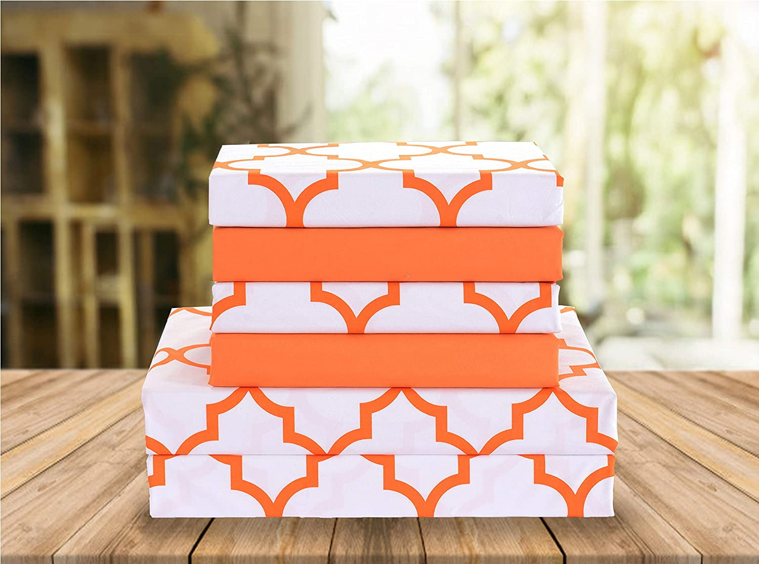 Elegant Comfort 6 Piece Bed Sheets Polyester Queen Quatrefoil Joyful ...