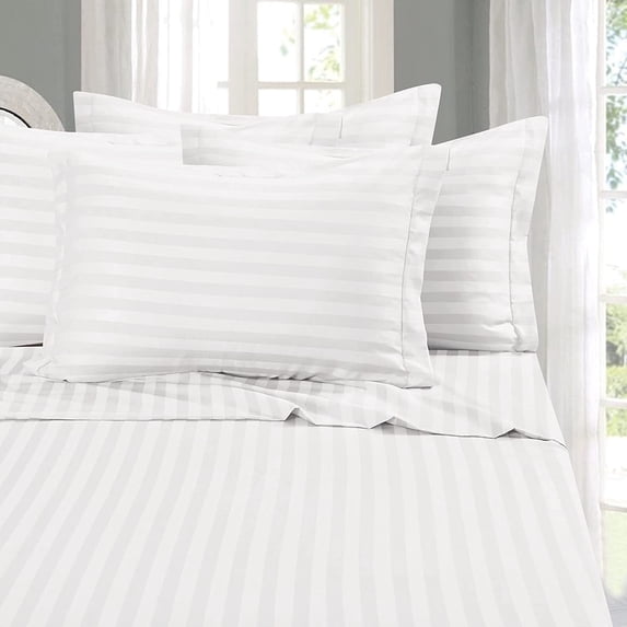 Elegant Comfort 6-Piece Damask Stripe Bed Sheet Set, 1500 Thread Count ...