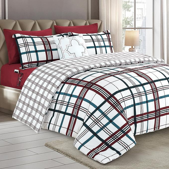 Elegant Comfort 8-Piece Lodge Plaid Reversible Comforter Set - All ...
