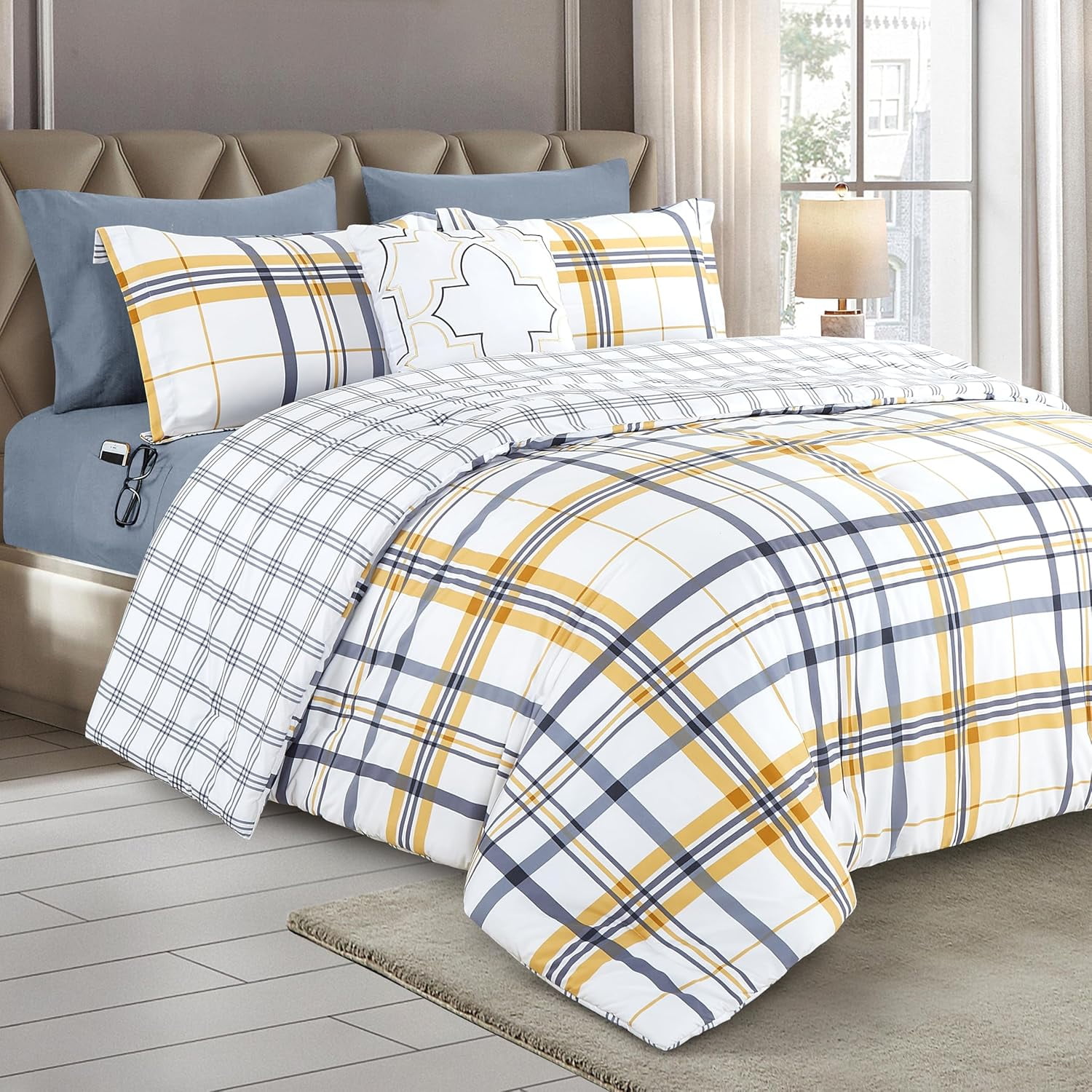 Elegant Comfort 8-Piece Lodge Plaid Reversible Comforter Set, All ...