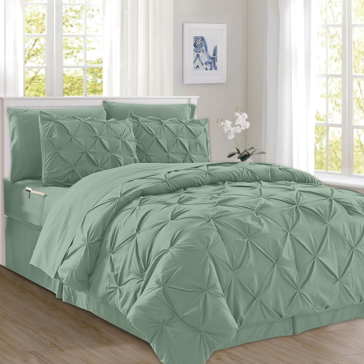 Elegant Comfort 8-Piece Pinch Pleated Comforter Set - All Season Bed in ...