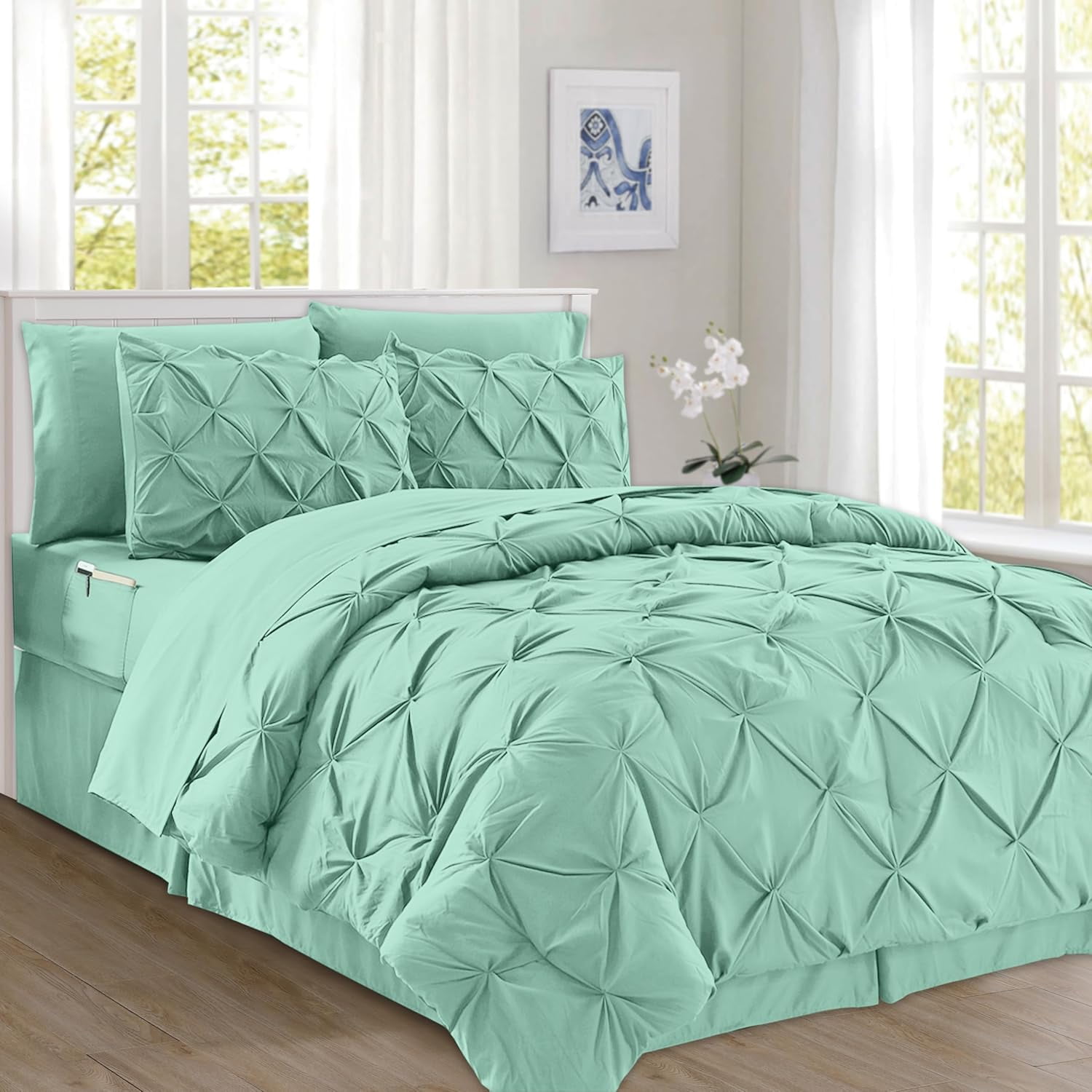 Elegant Comfort 8-Piece Pinch Pleated Comforter Set - All Season Bed in ...