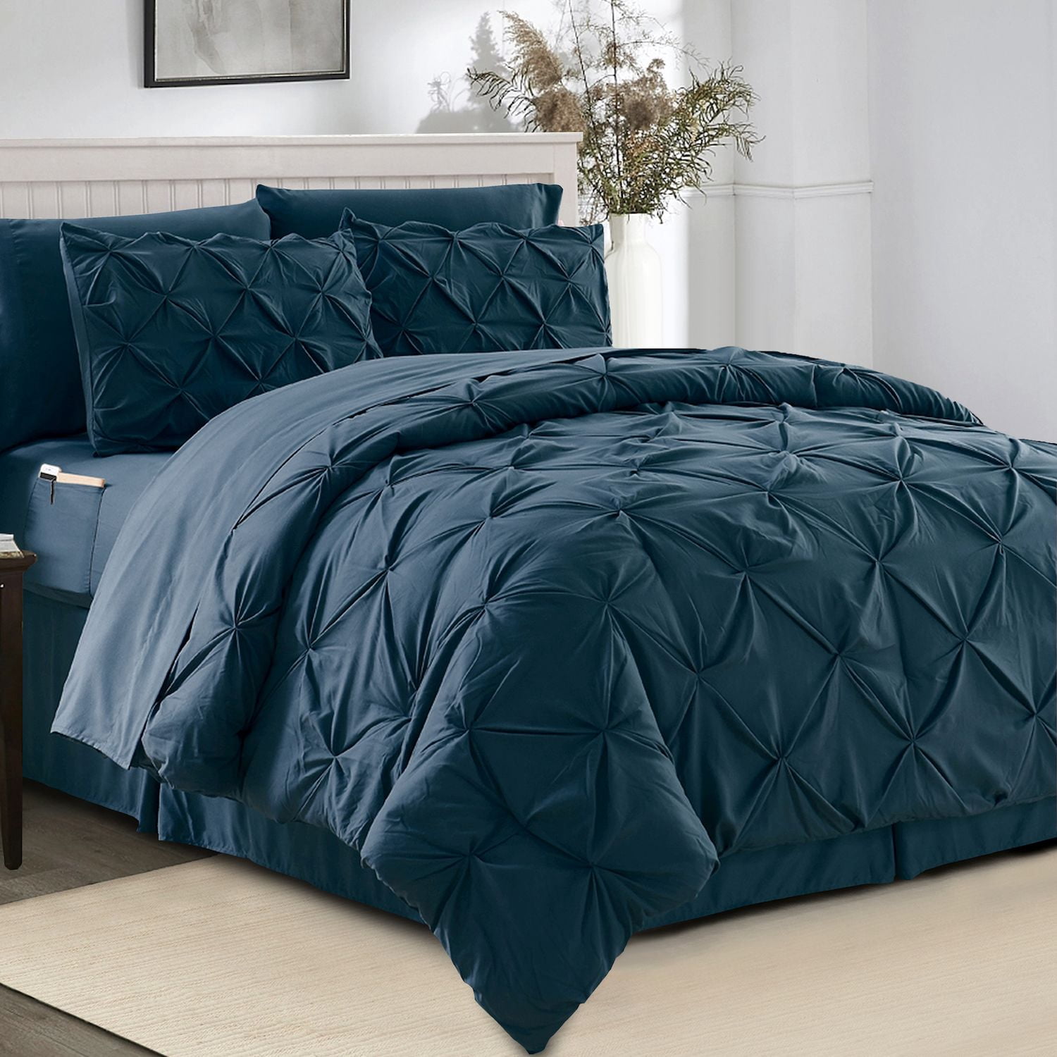 Elegant Comfort 8-pc Pintuck Pinch Comforter Set - Includes 4-pc Sheet ...