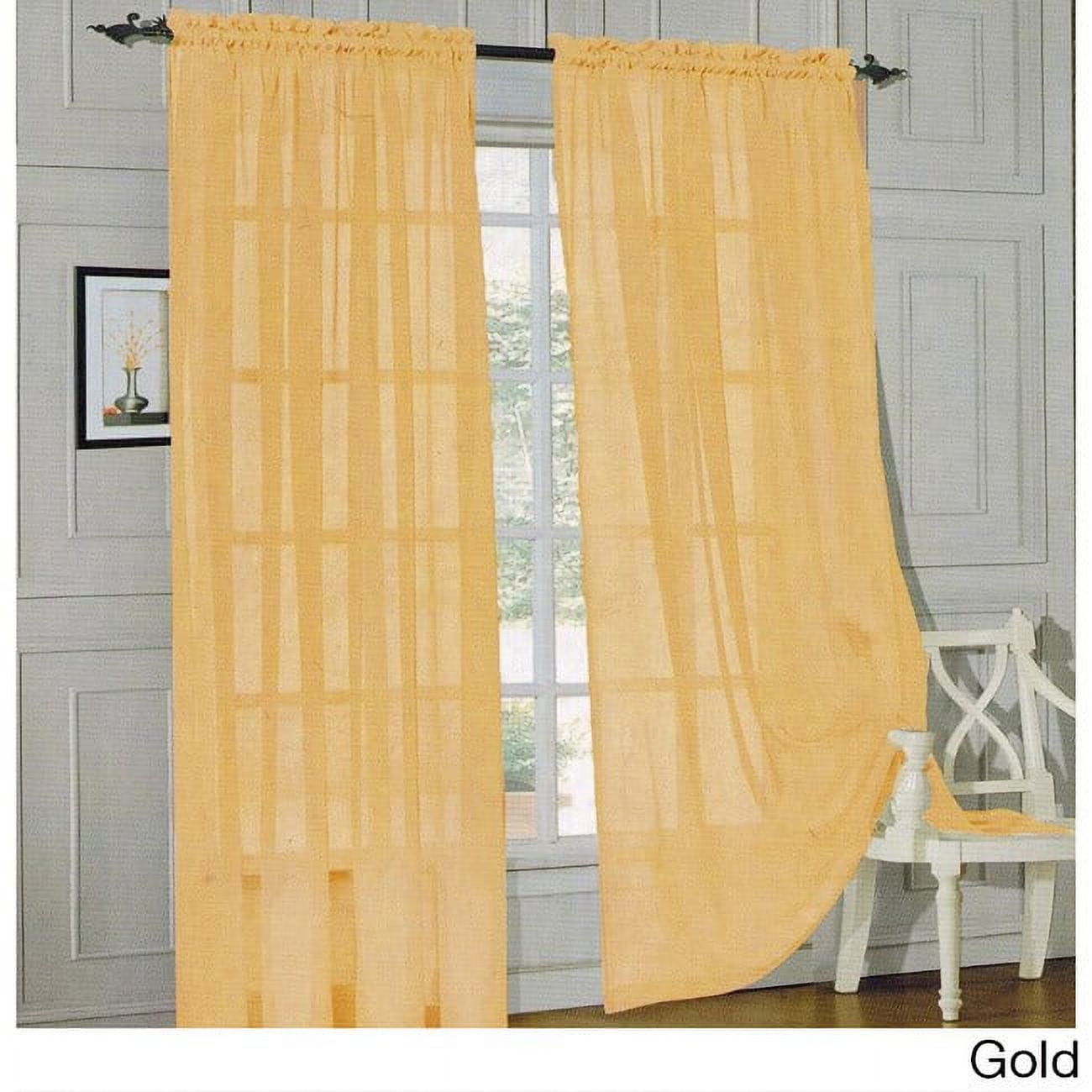 Elegant Comfort 84-inch Window Sheer Curtain Panel Pair - 60 x 84 Gold ...
