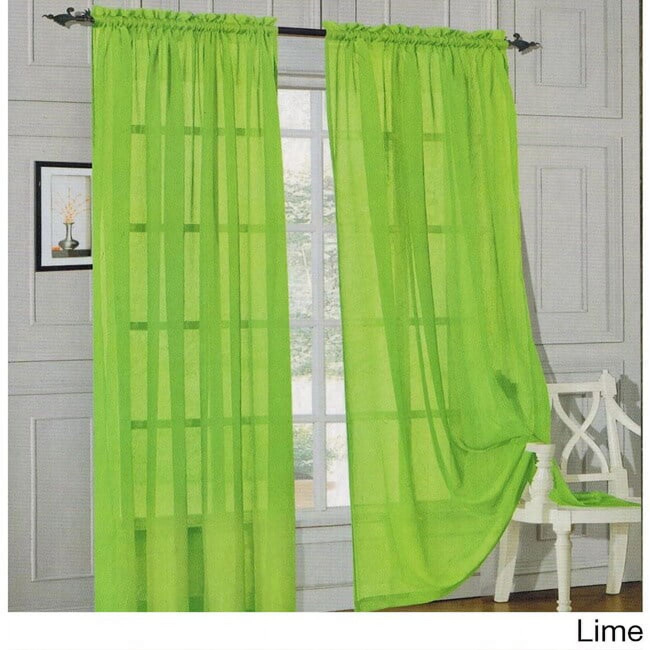 Elegant Comfort 84-inch Window Sheer Curtain Panel Pair - 60 x 84 Lime ...