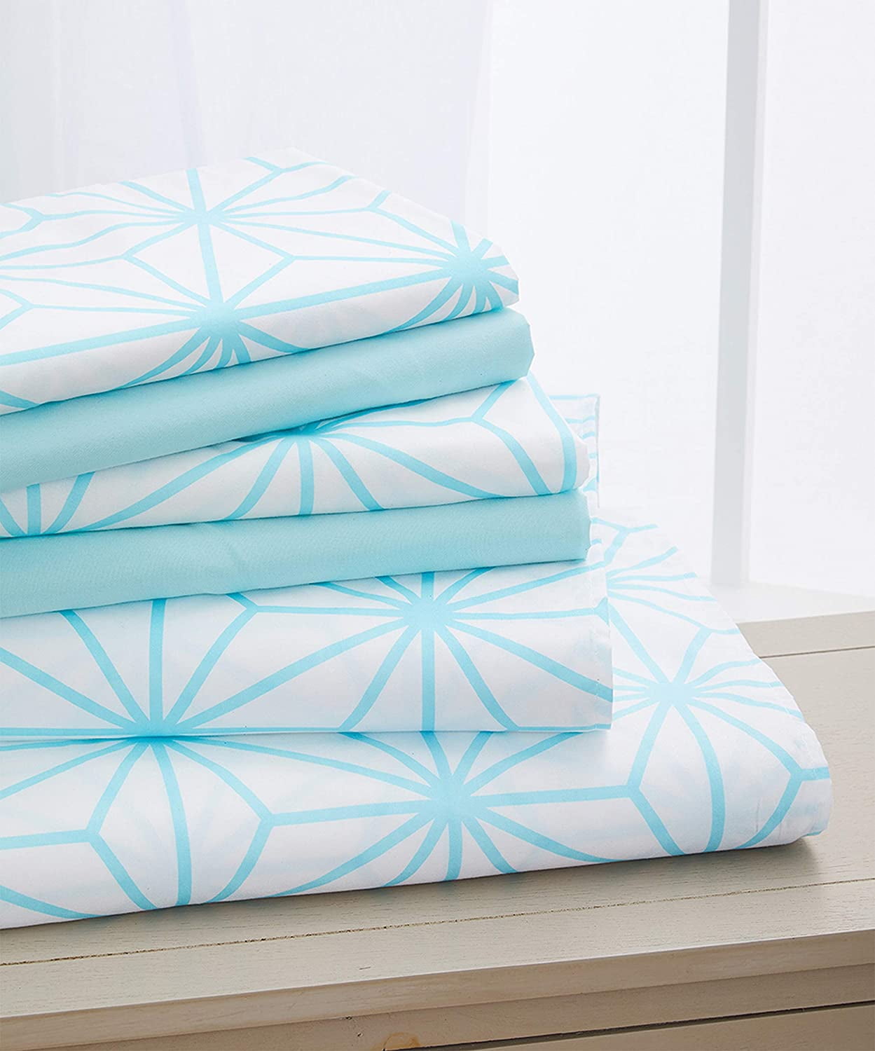 Elegant Comfort Bed Sheets King Blue Texture/Embroidery 1500 Thread ...