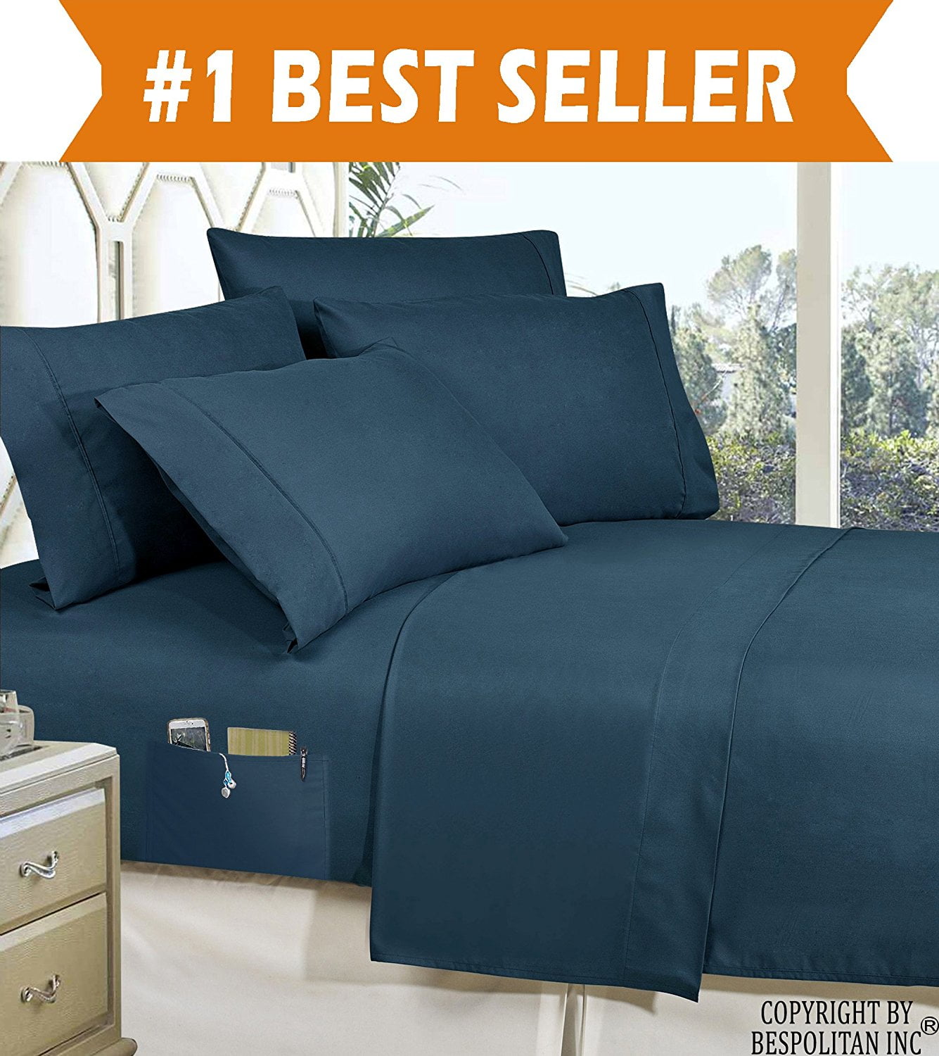 Elegant Comfort Bed Sheets Polyester Queen Blue 1500 Thread Count ...