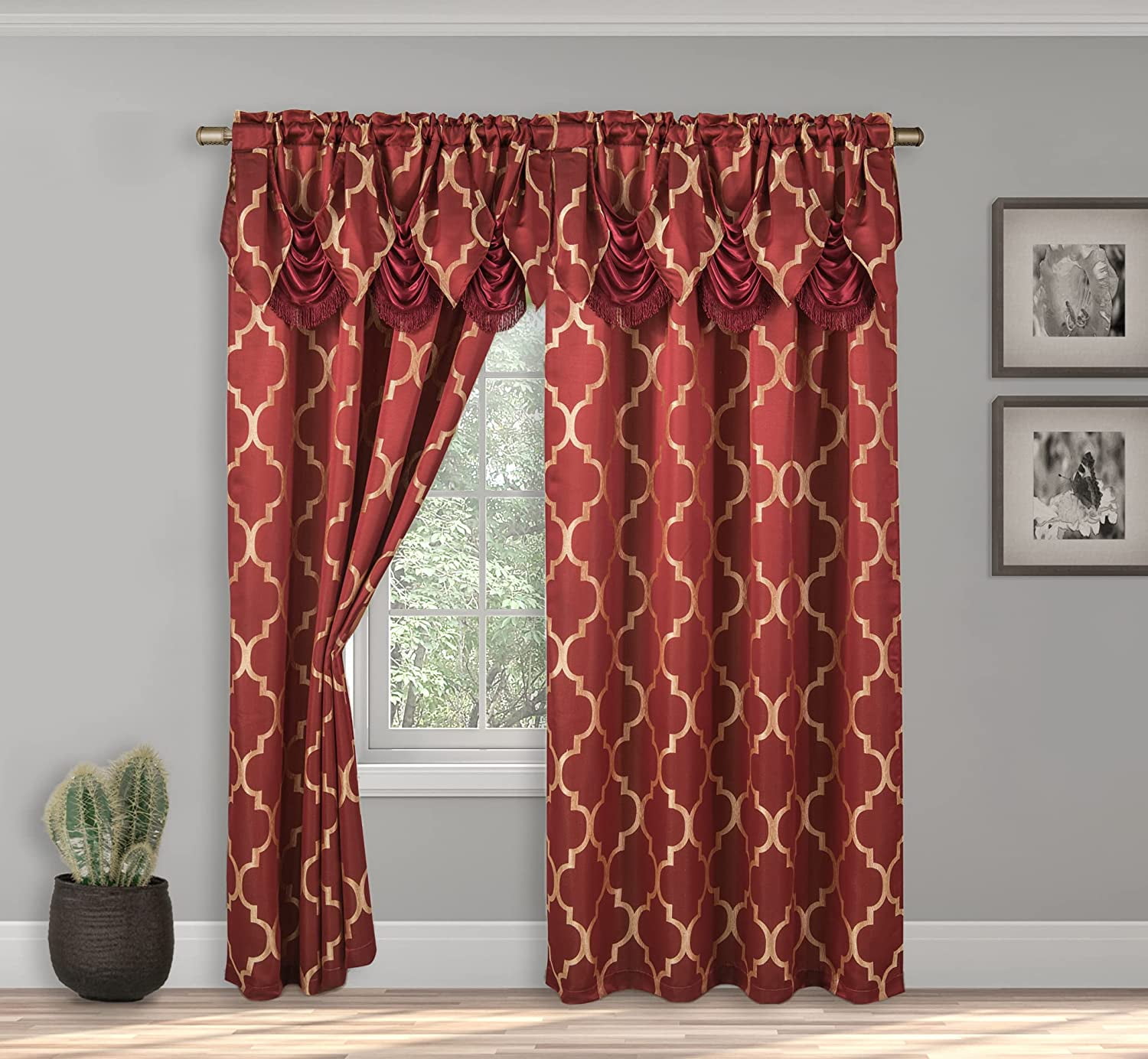 Elegant Comfort Classic Moroccan Trellis Print, Jacquard Window Drape ...