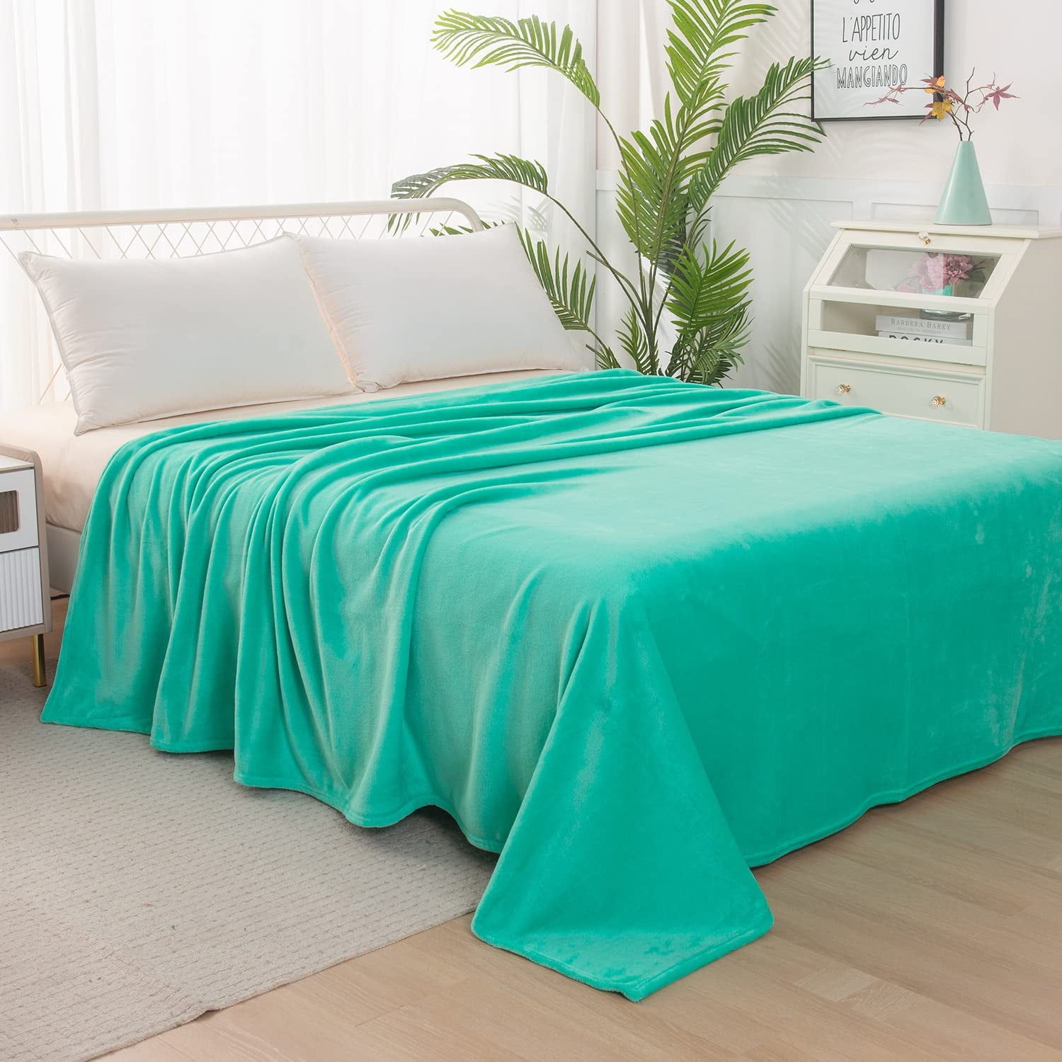 Elegant Comfort Flannel Fleece Throw Blanket, Solid Print, Lightweight ...