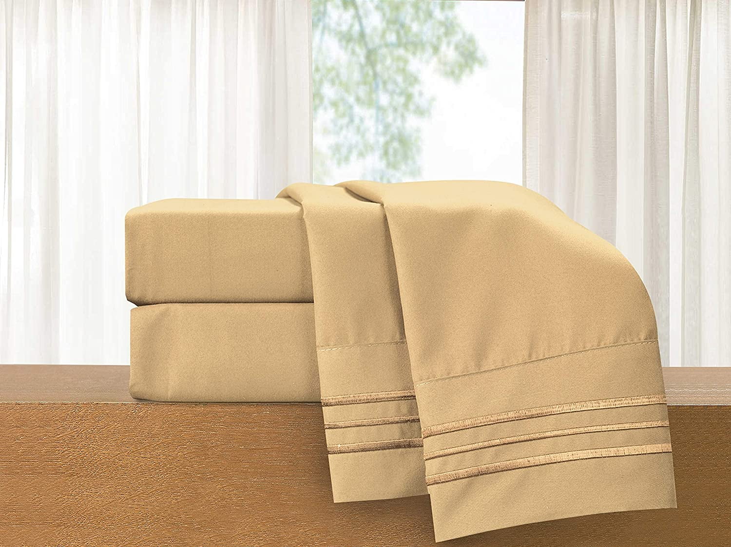 Elegant Comfort French 1500 Thread Count Gold Texture, Embroidery ...