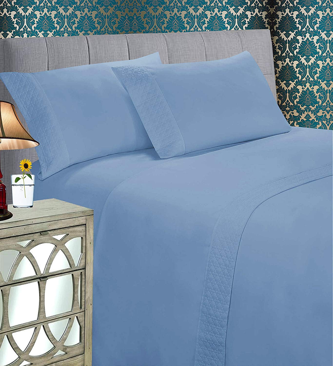 Elegant Comfort 4 Pieces Bed Sheet Set With Flat Fitted and 2 ...