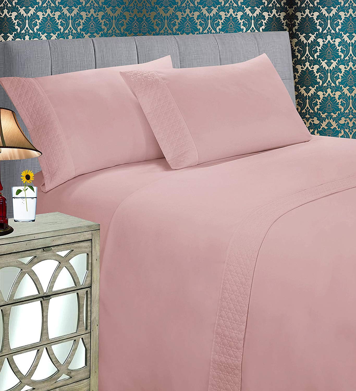 Elegant Comfort 4 Pieces Bed Sheet Set With Flat Fitted and 2 ...