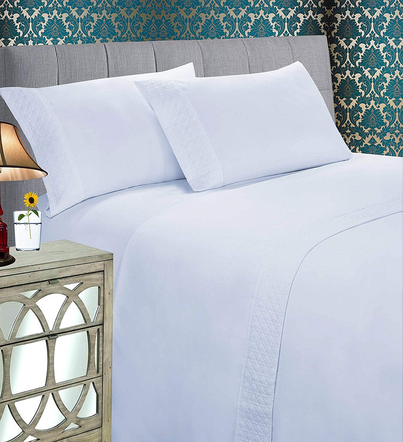 Elegant Comfort 4 Pieces Bed Sheet Set With Flat Fitted and 2 ...