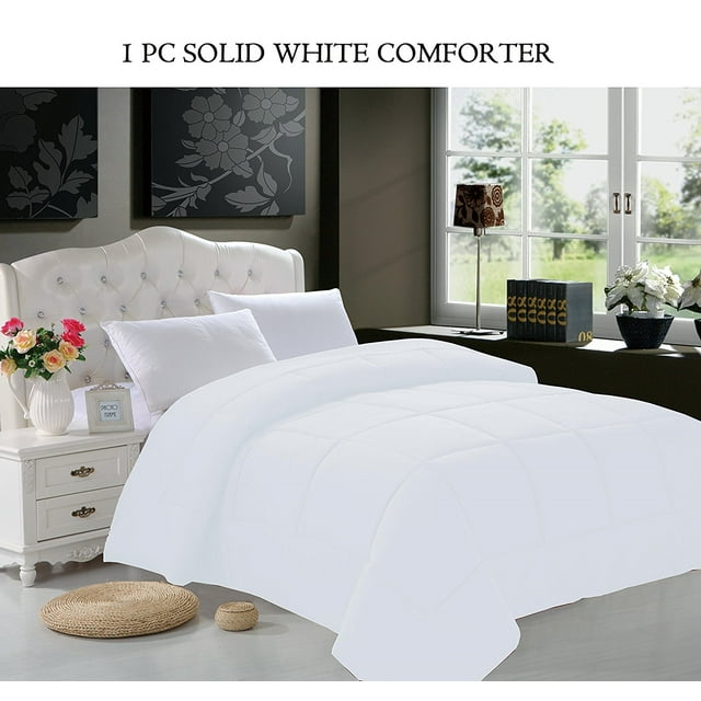 Elegant Comfort Goose Down Alternative 1pc SOLID WHITE Comforter ...