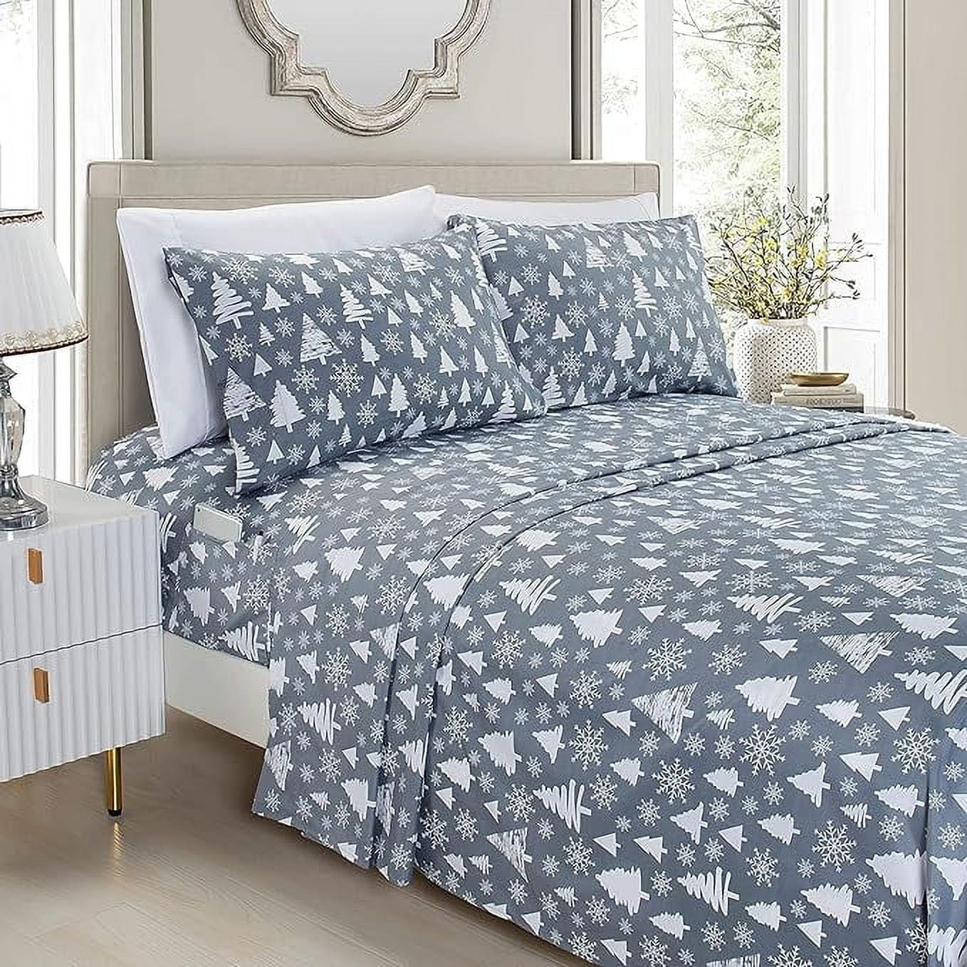 Elegant Comfort Holiday Printed 6-Piece Sheet Set, 1500 Thread Count ...
