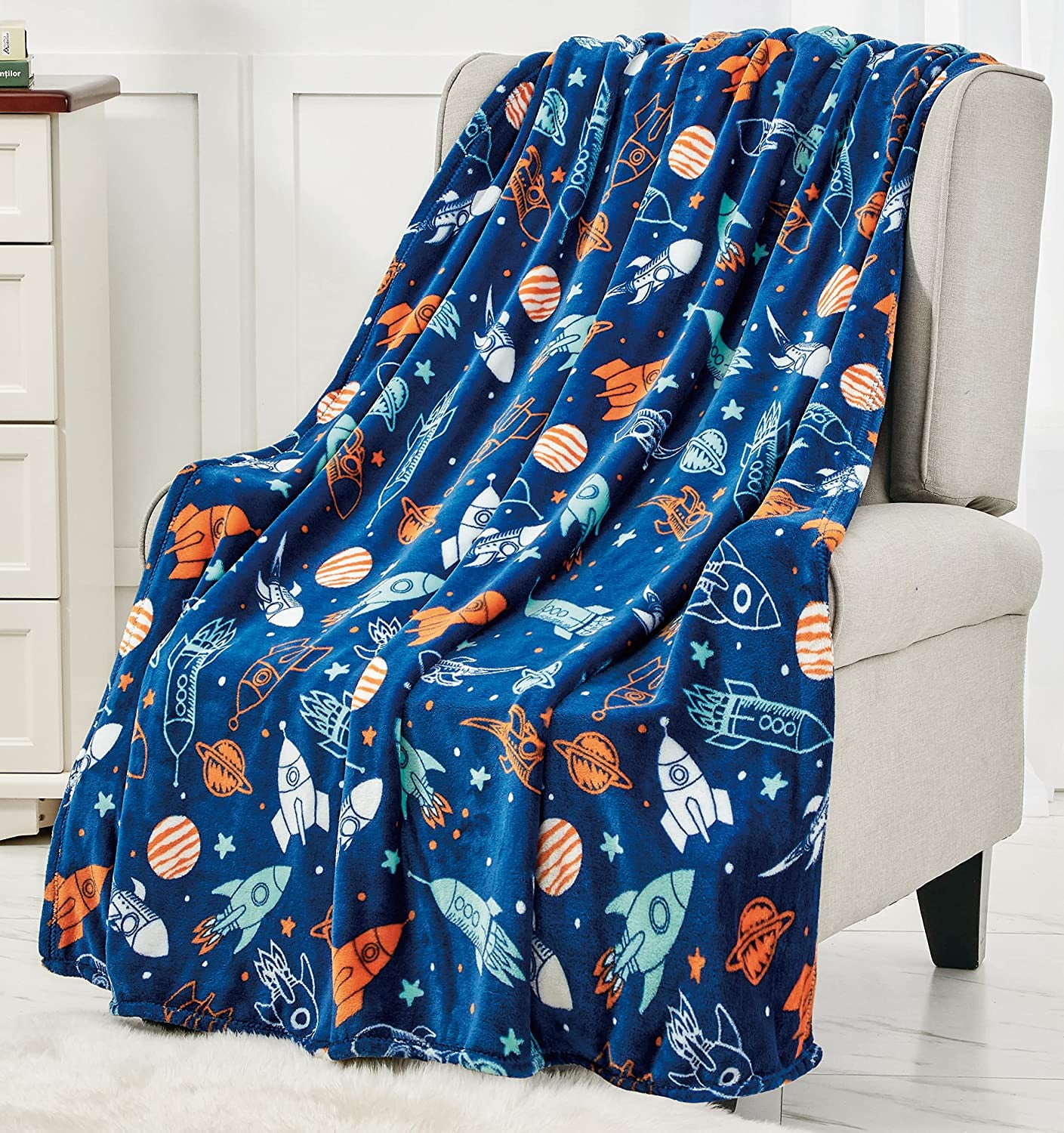 Elegant Comfort Lightweight Printed Throw Blanket- All Season, Ultra ...