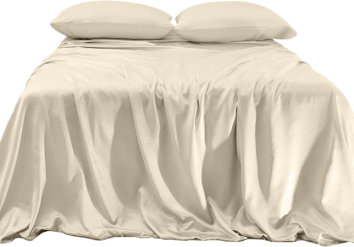 Elegant Comfort Luxurious 4-Piece Silky Satin Sheet Set Cooling Soft ...