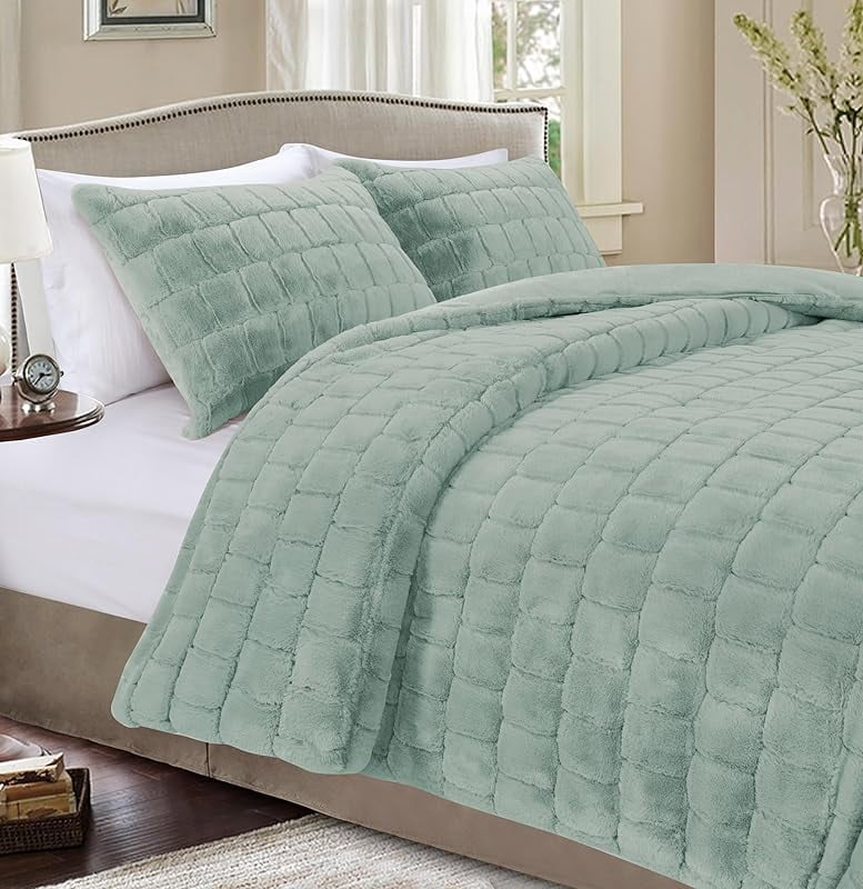 Elegant Comfort Luxurious Fluffy 3-Piece Faux Fur Comforter Set - All ...
