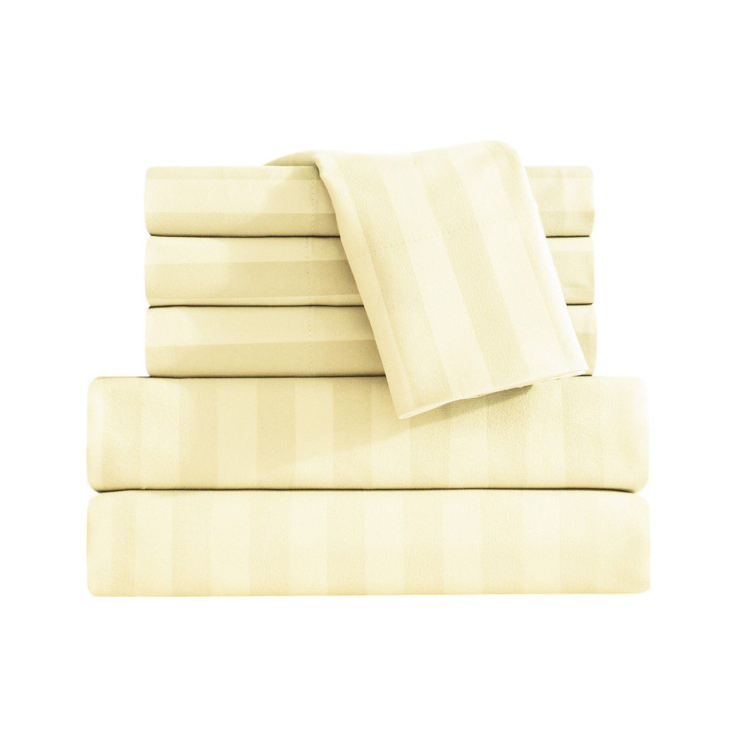 Elegant Comfort Luxury Soft Dobby Stripe Bed Sheet Set Color: Cream ...