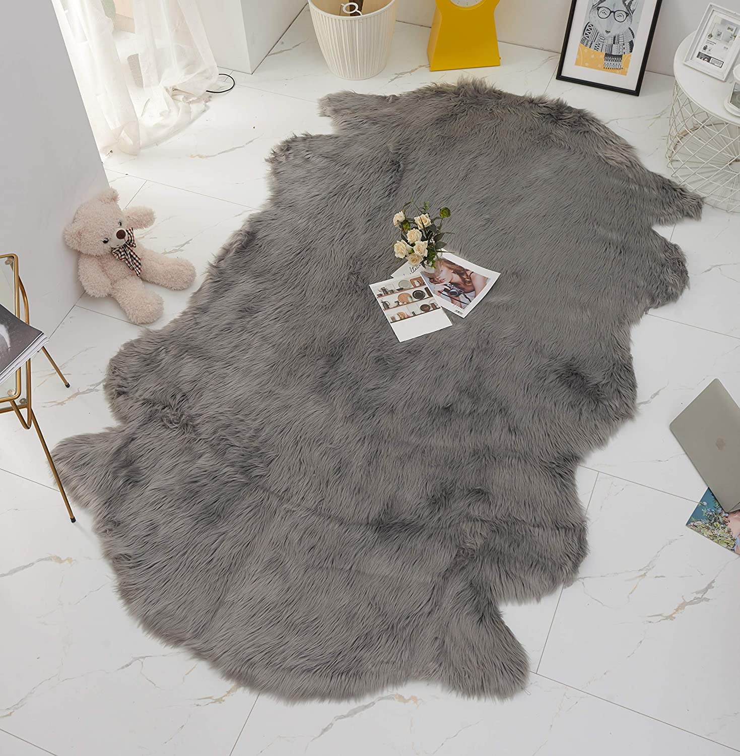 Elegant Comfort Multipurpose Faux Fur Area Rug Bedroom Floor, Sofa ...