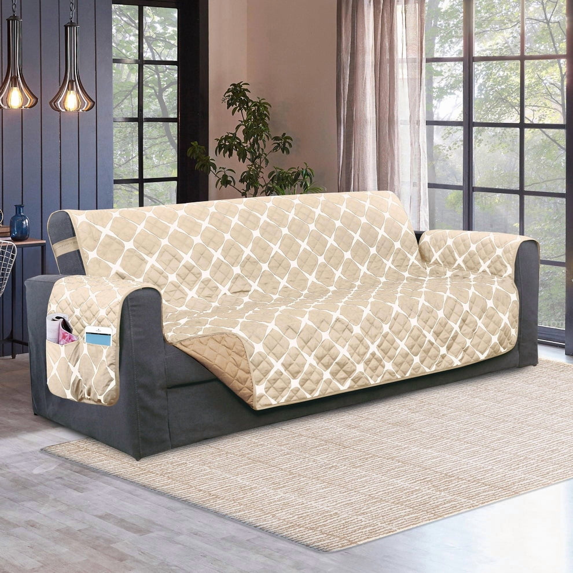 Elegant Comfort Quilted Sofa Cover, Water Resistant Slipcover Furniture ...