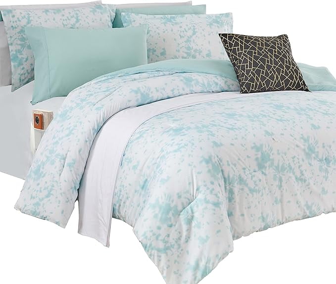 Elegant Comfort Reversible 10-Piece Comforter Set, Tie-Dye Print ...