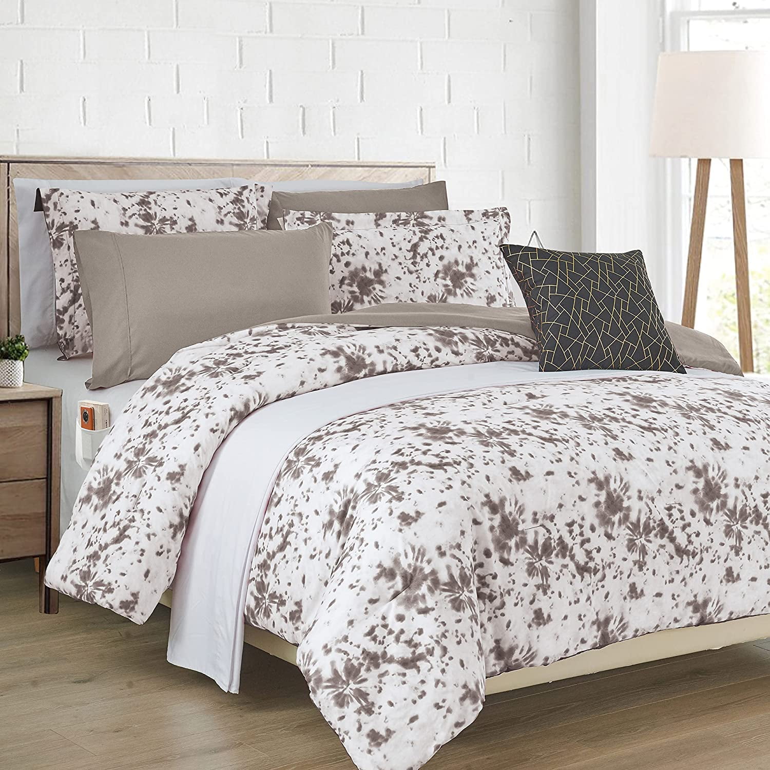 Elegant Comfort Reversible 10-Piece Comforter Set, Tie-Dye Print ...