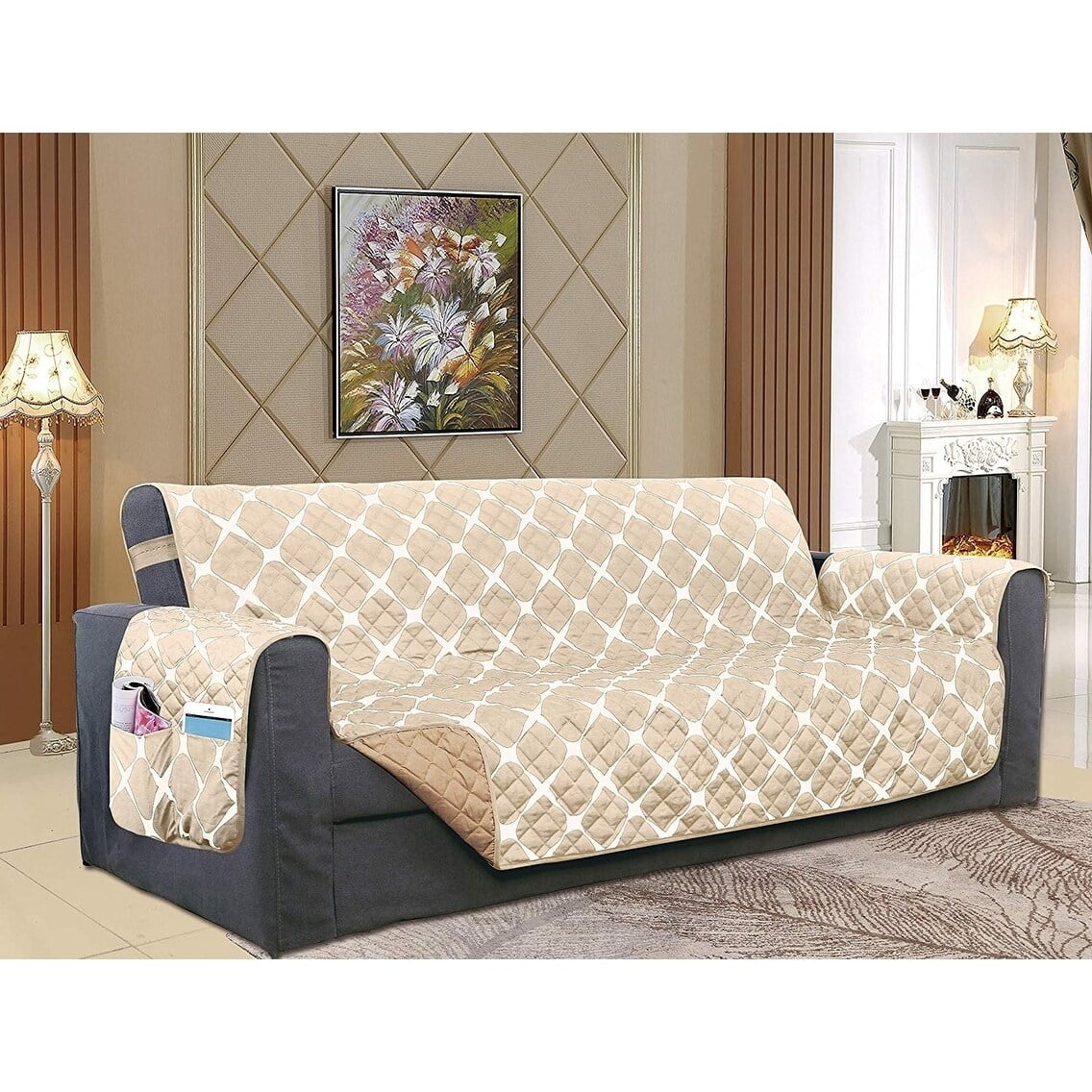 Elegant Comfort Reversible Bloomingdale Pattern Quilted Sofa Furniture ...