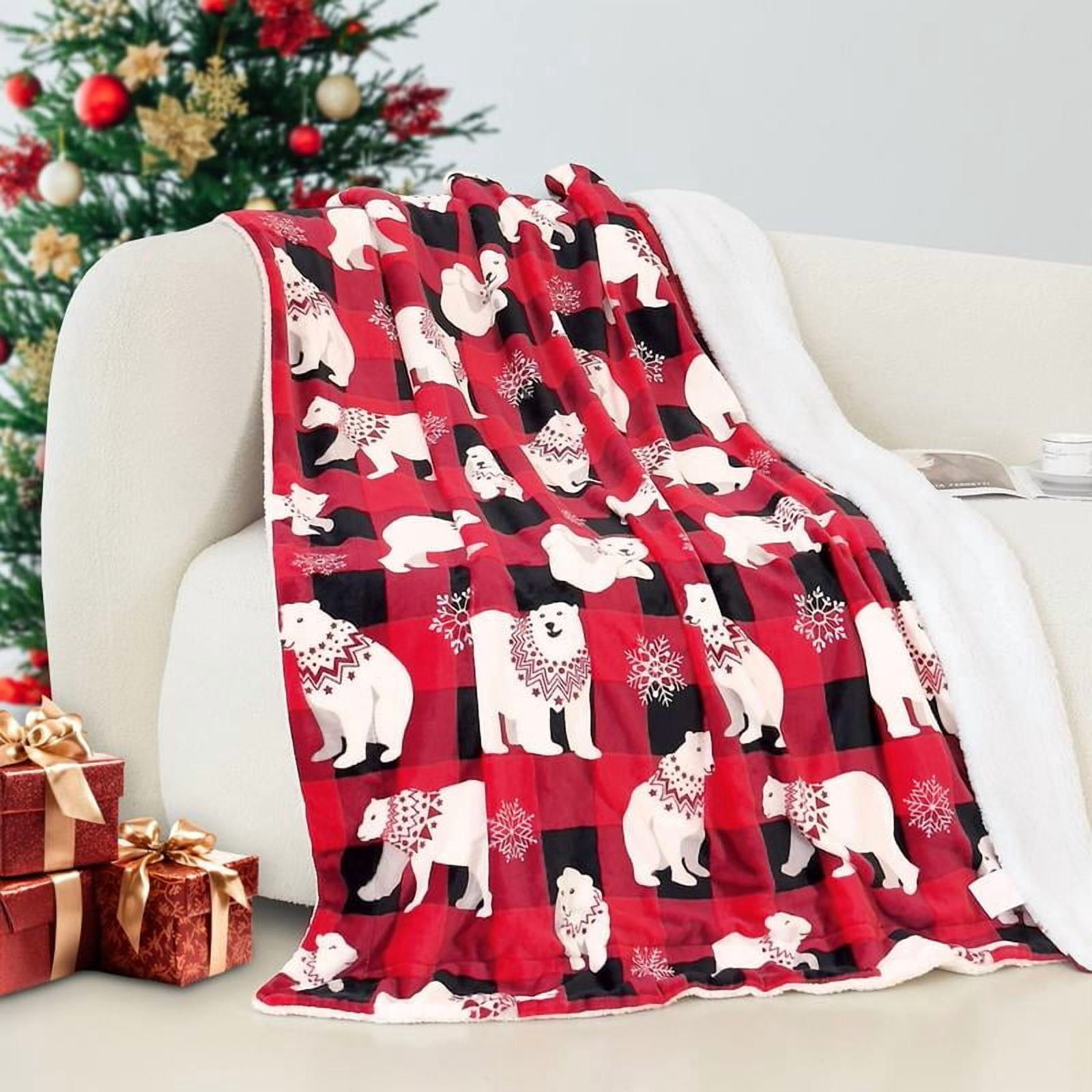Elegant Comfort Reversible Christmas Throw Blanket 50" x 60" Flannel ...