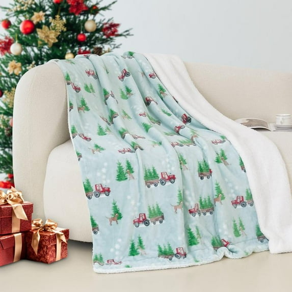 Elegant Comfort Reversible Christmas Throw Blanket 60" X 80" Flannel ...