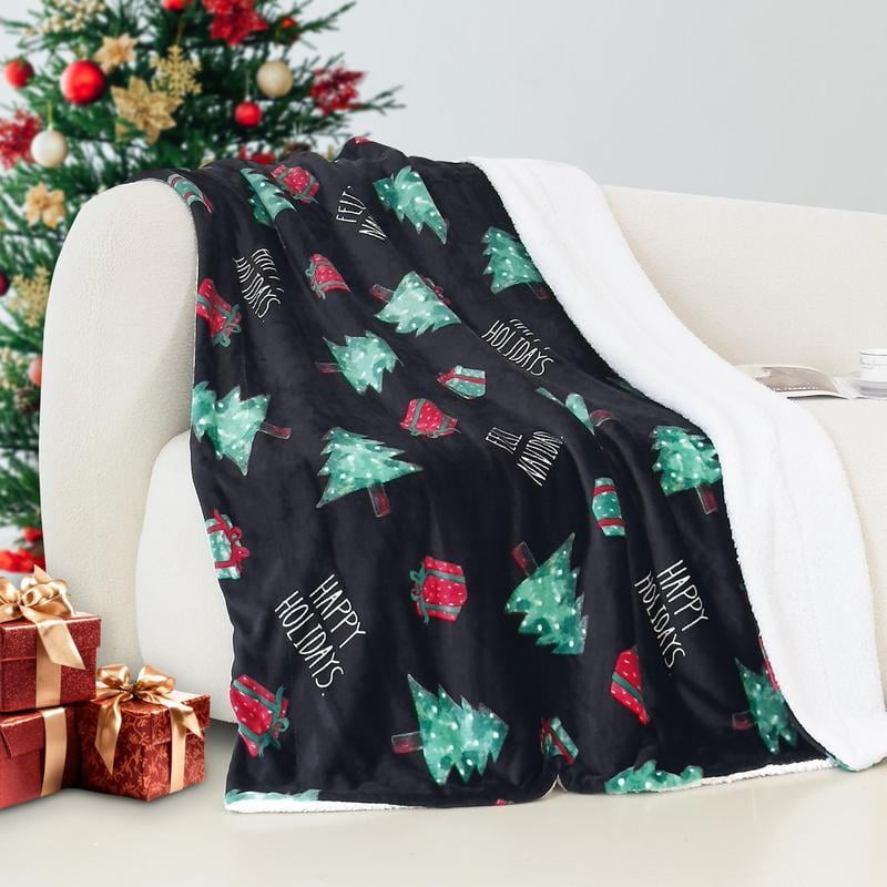 Elegant Comfort Reversible Christmas Throw Blanket 60" X 80" Flannel ...