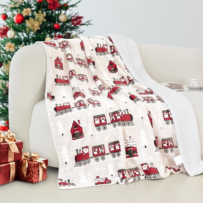 Elegant Comfort Reversible and Plush Flannel Fleece-Winter Christmas ...