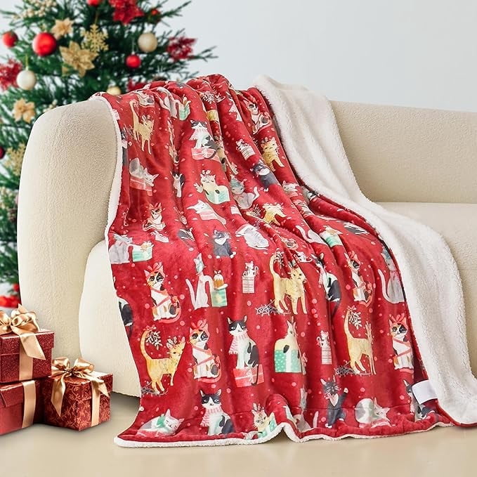 Elegant Comfort Reversible and Plush Flannel Fleece-Winter Christmas ...