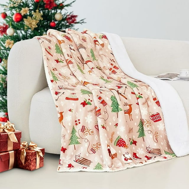 Elegant Comfort Reversible and Plush Flannel Fleece-Winter Christmas ...
