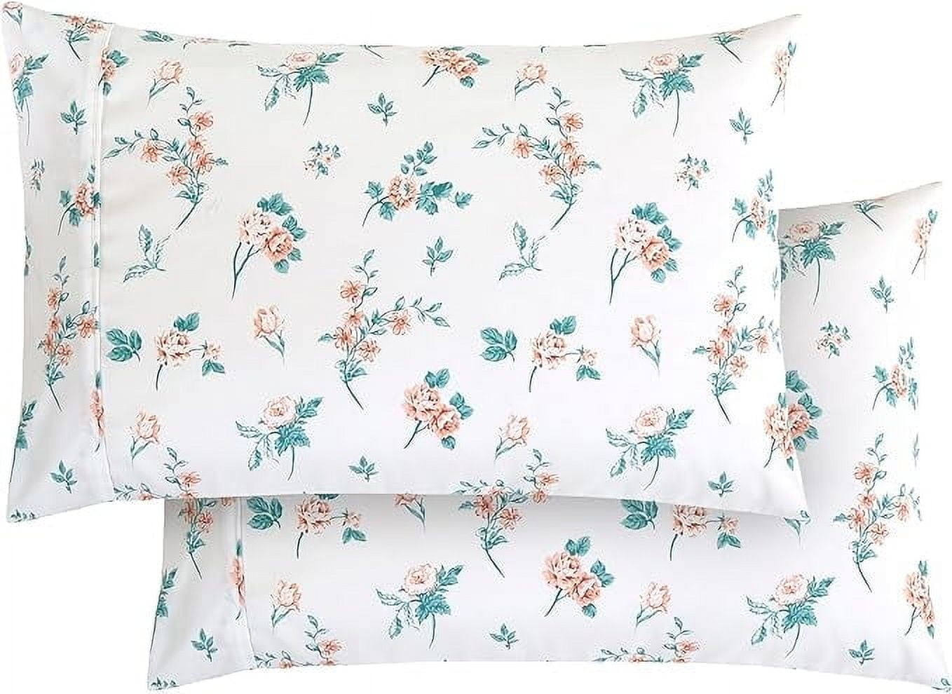 Elegant Comfort Set of 2 Floral Print Pillowcases, 1500 Series Hotel ...