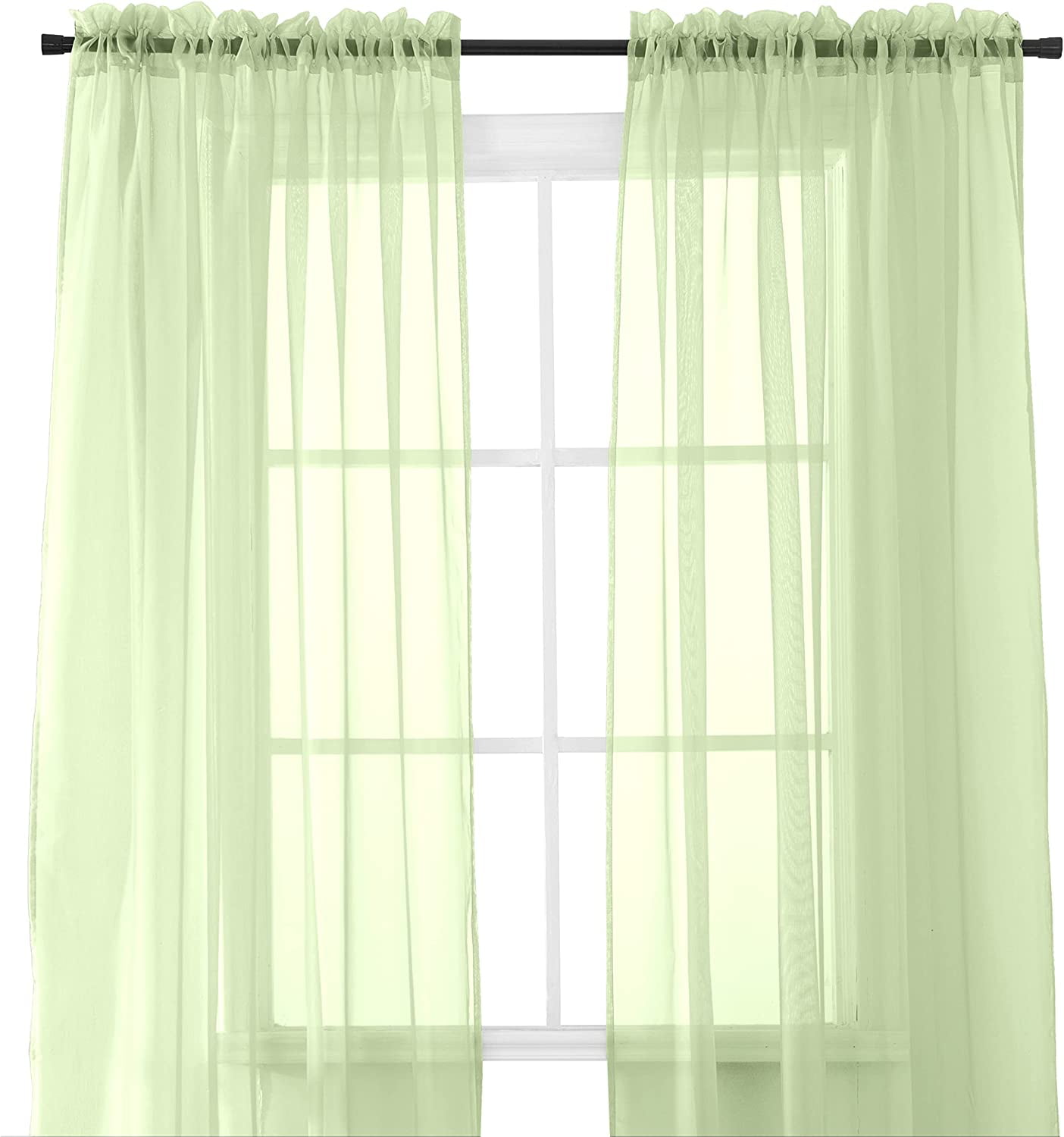 Solid Sheer Window Drapes, (Set of 2) Multipurpose Sheer Curtains, 40 X ...